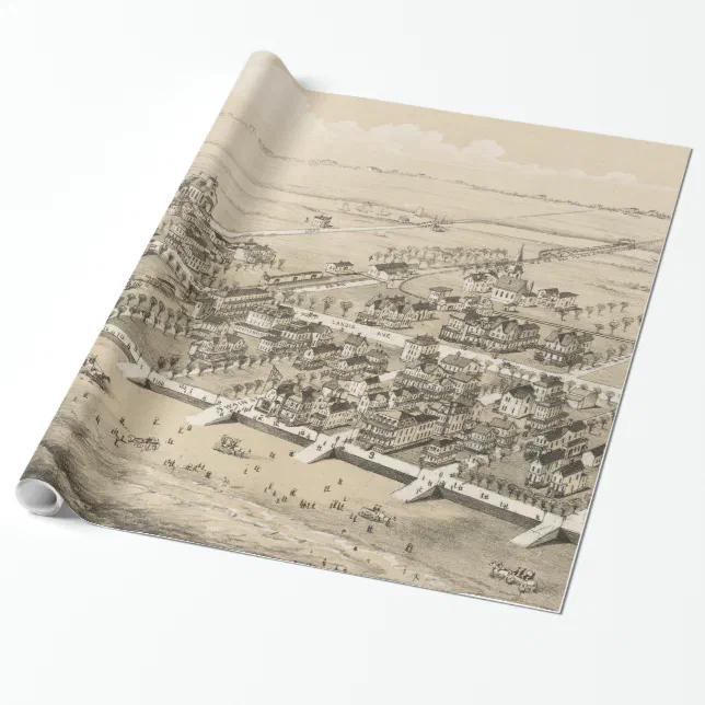 Vintage Pictorial Map of Sea Isle City NJ (1885) Wrapping Paper | Zazzle