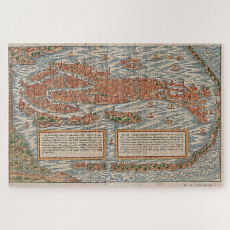 Vintage Pictorial Map of Venice Italy (1550) Jigsaw Puzzle | Zazzle