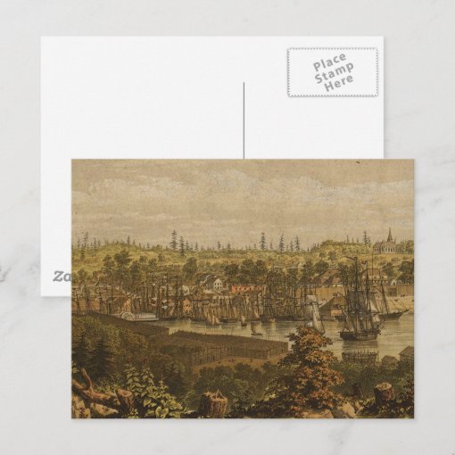 Vintage Pictorial Map of Victoria Vancouver (1860) Postcard | Zazzle