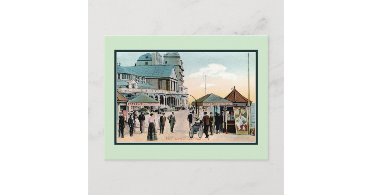 Vintage Pier gates Llandudno Wales seaside resort Postcard | Zazzle