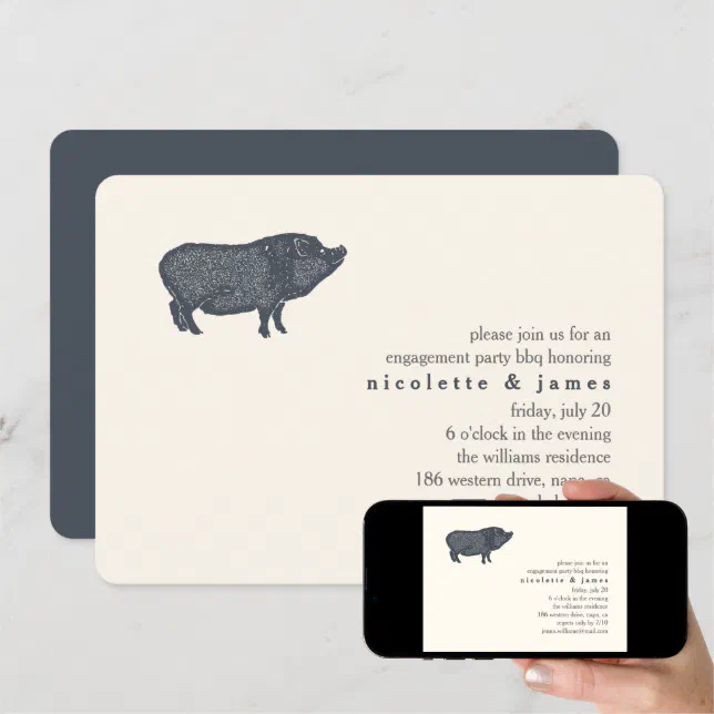 Vintage Pig | Engagement Party BBQ Invitation | Zazzle