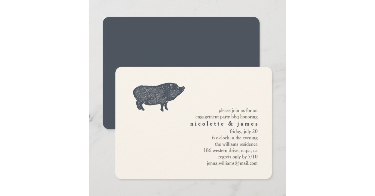 Vintage Pig | Engagement Party BBQ Invitation | Zazzle