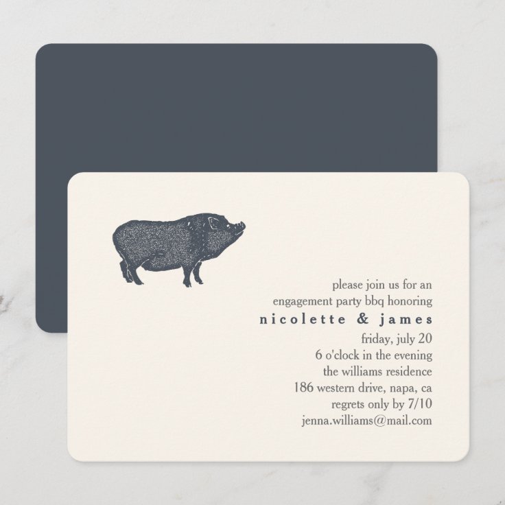 Vintage Pig | Engagement Party BBQ Invitation | Zazzle