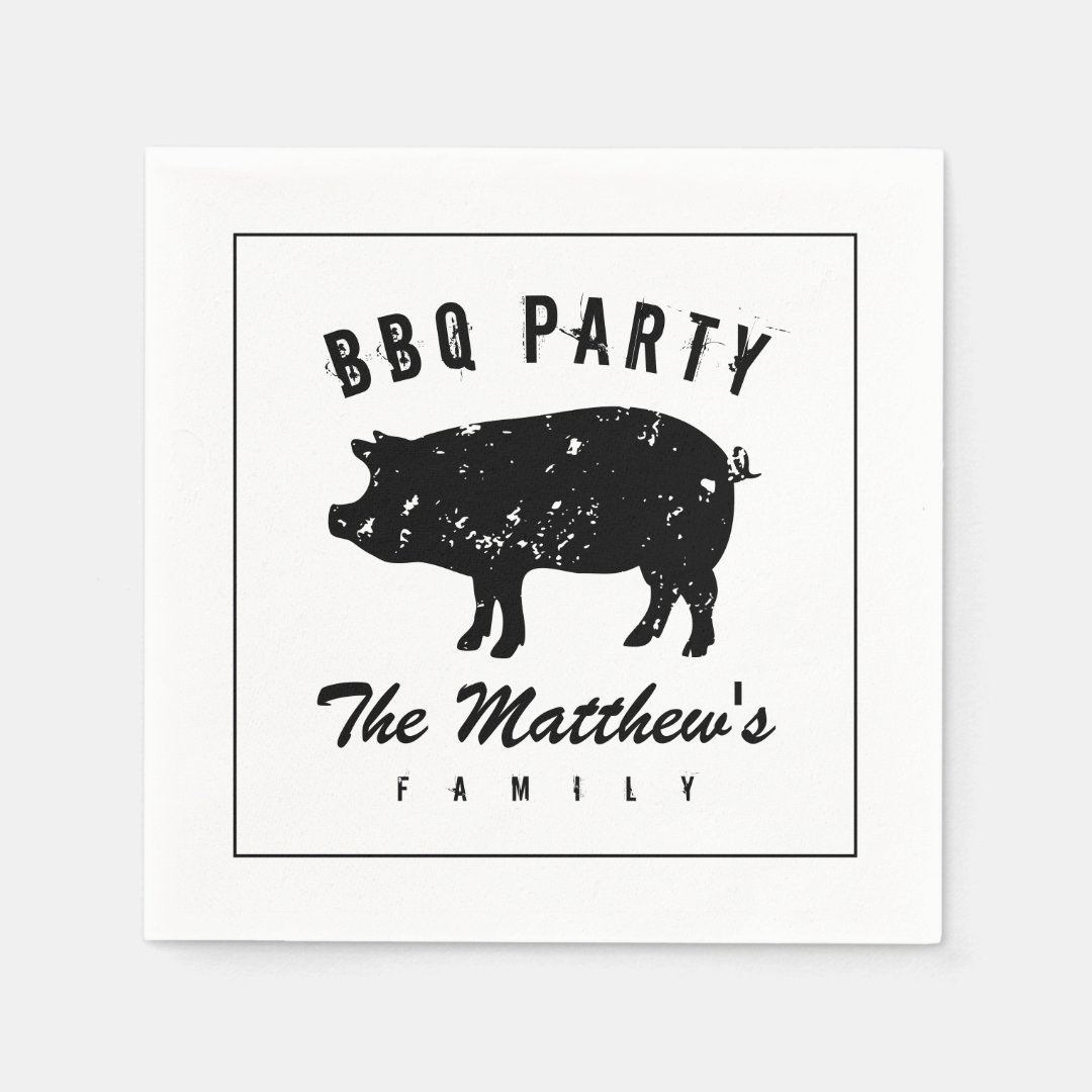 Vintage pig paper napkins for family BBQ party | Zazzle