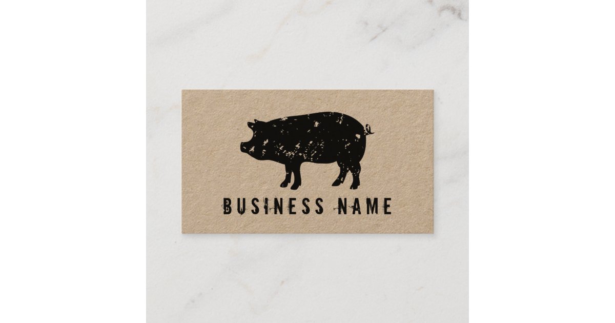 Vintage pig pork meat kraft business card template | Zazzle