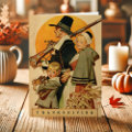 Vintage Pilgrim Family Thanksgiving Holiday Card | Zazzle