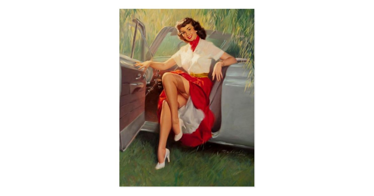 Vintage pin up girl postcard | Zazzle.com