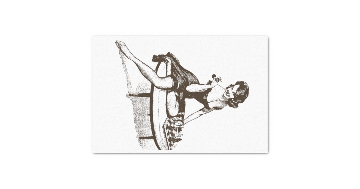 Vintage Pin Up Girl Sitting On Table Playing Chess Tissue Paper Zazzle