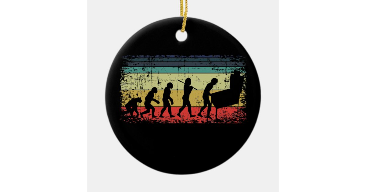 Vintage Pinball Evolution Pinball Player Retro Ceramic Ornament | Zazzle