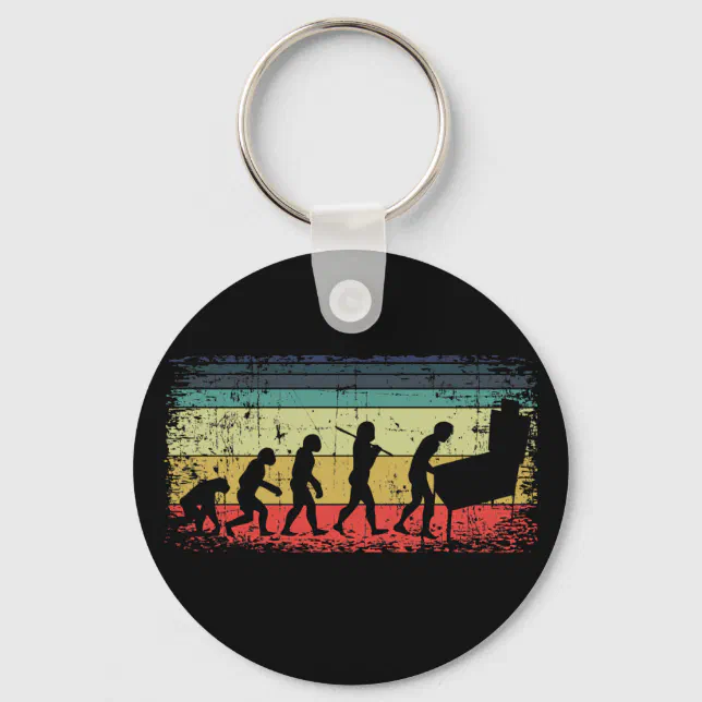 Vintage Pinball Evolution Pinball Player Retro Keychain | Zazzle