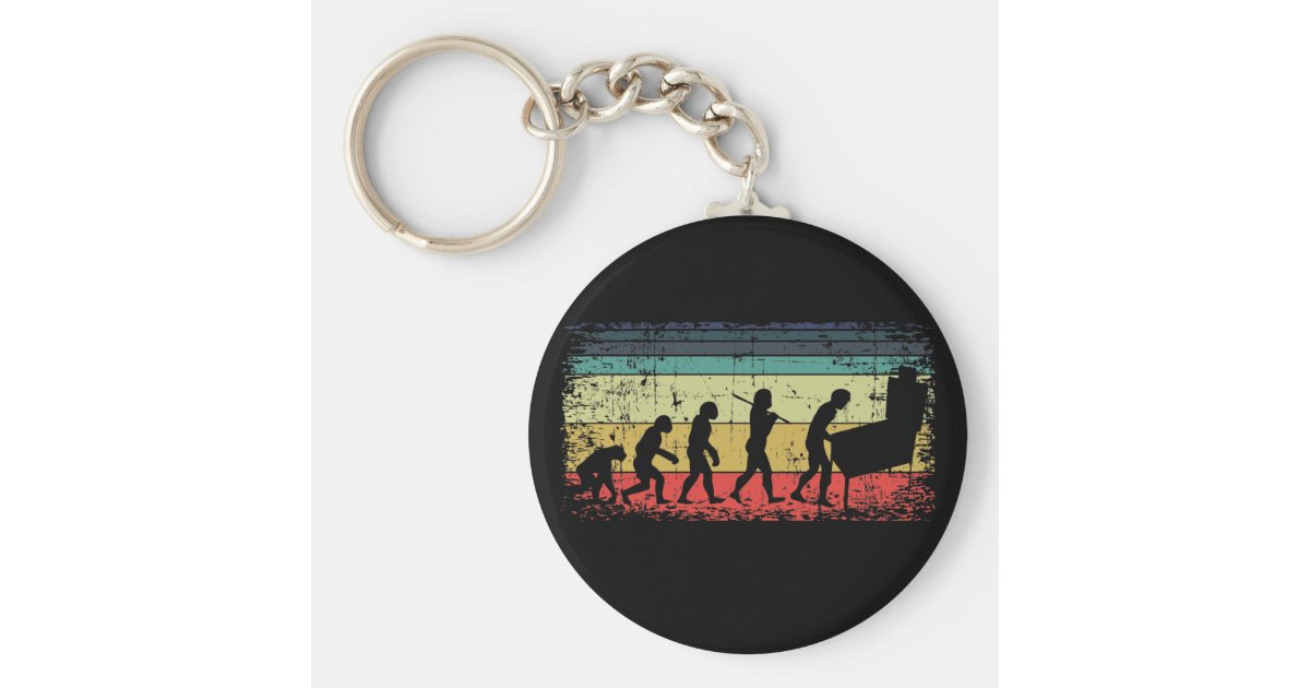 Vintage Pinball Evolution Pinball Player Retro Keychain | Zazzle
