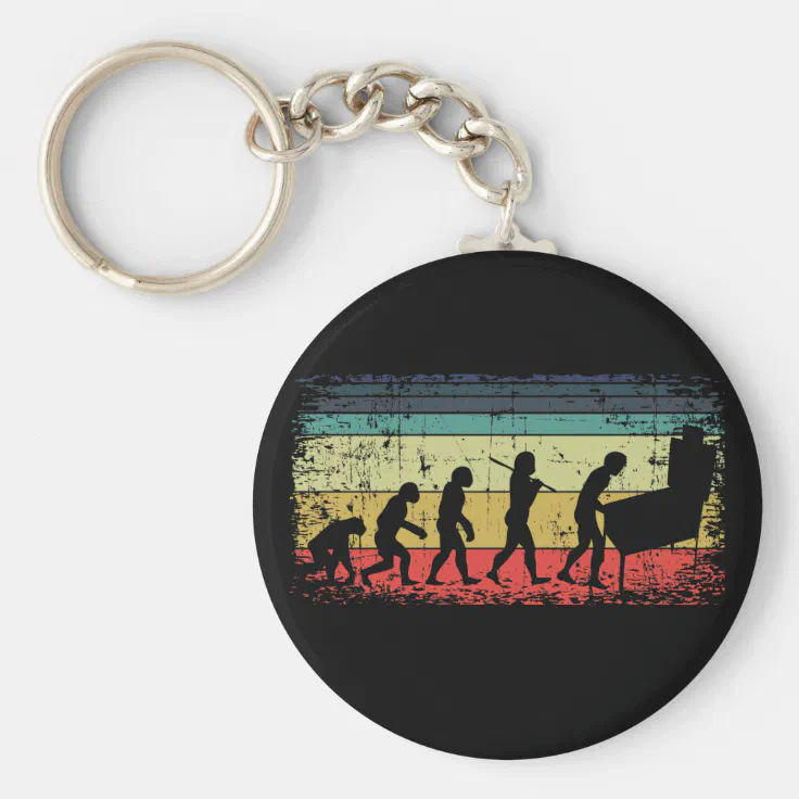 Vintage Pinball Evolution Pinball Player Retro Keychain | Zazzle