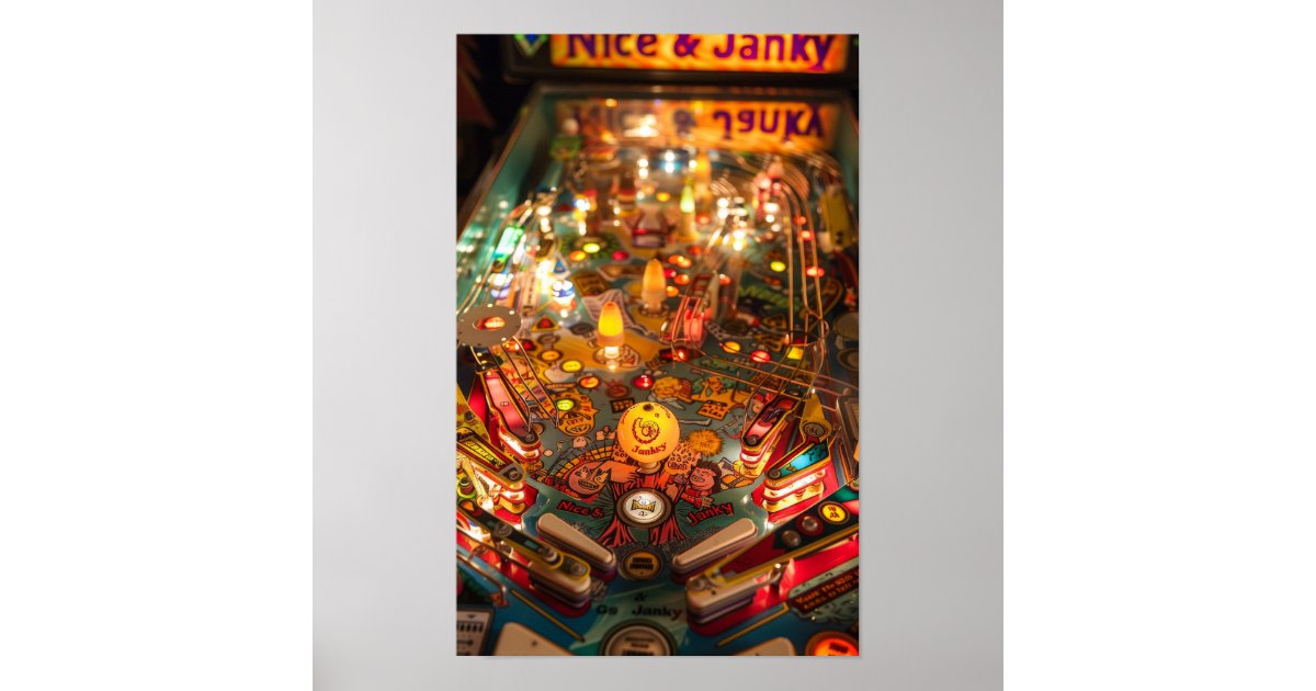 Vintage Pinball Machine Blueprint Poster | Zazzle