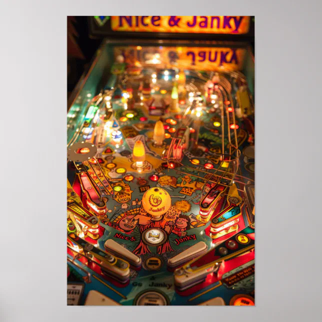 Vintage Pinball Machine Blueprint Poster | Zazzle