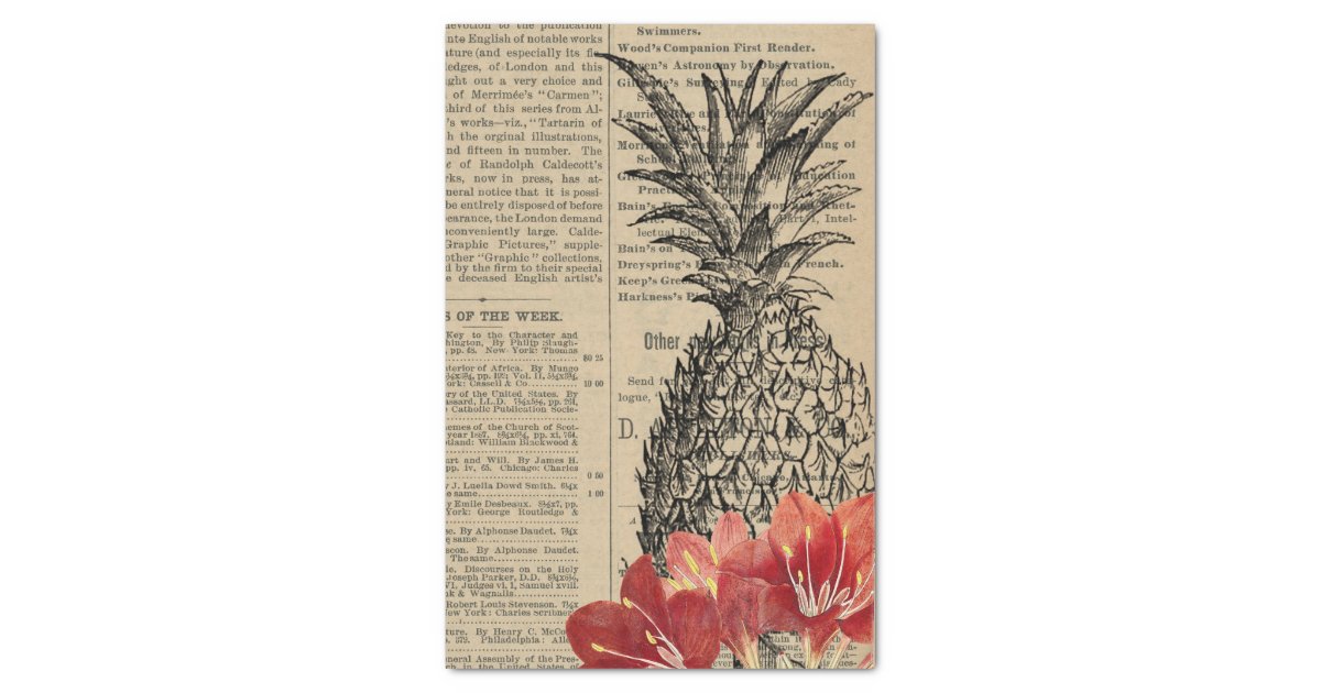 Vintage Pineapple Newspaper Tissue Paper | Zazzle