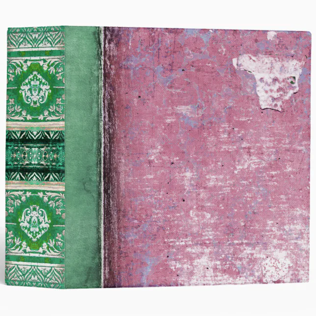 Vintage Pink and Green Antique Volume 3 Ring Binder | Zazzle
