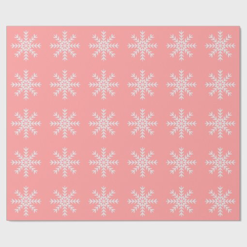 Vintage Pink and White Snowflakes Wrapping Paper | Zazzle