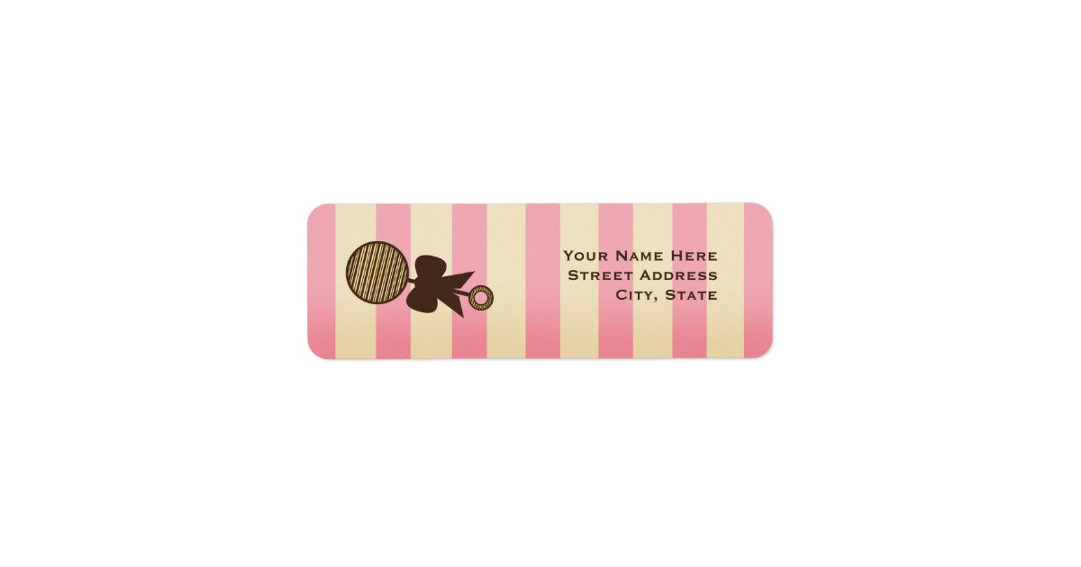 Vintage Pink Baby Shower Rattle & Stripes Label | Zazzle