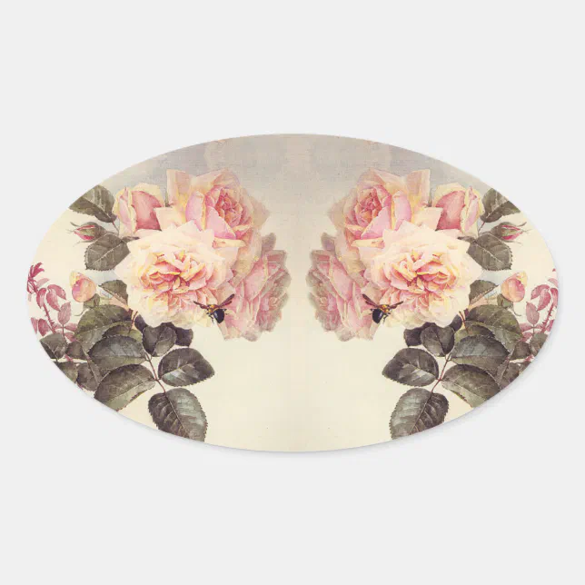Vintage Pink Cabbage Rose Flowers Stickers | Zazzle