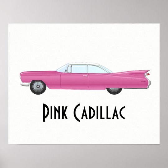 Vintage Pink Cadillac Poster | Zazzle.com