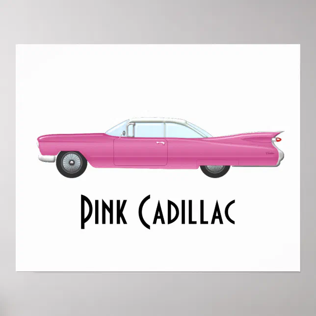 Vintage Pink Cadillac Poster | Zazzle