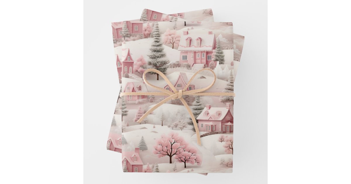Vintage Pink Christmas Wrapping Paper Sheets | Zazzle