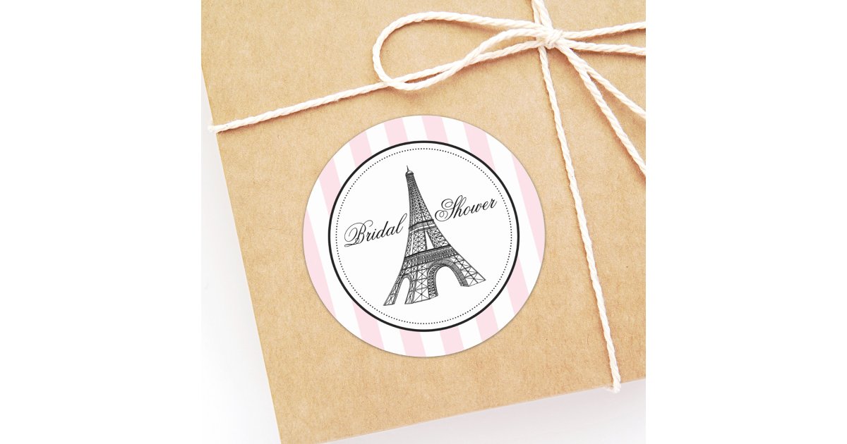 Vintage Pink Eiffel Tower Paris Bridal Shower Classic Round Sticker ...