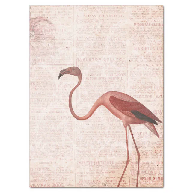 Vintage Pink Flamingo Decoupage Tissue Paper | Zazzle