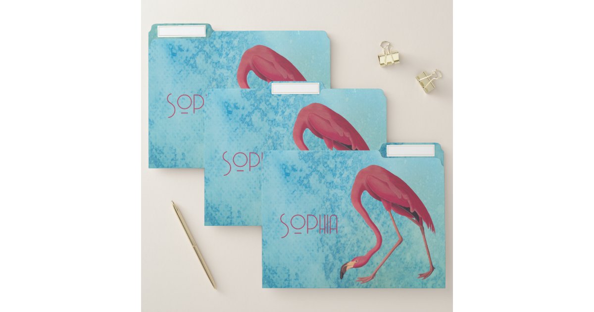 Vintage Pink Flamingo File Folder | Zazzle