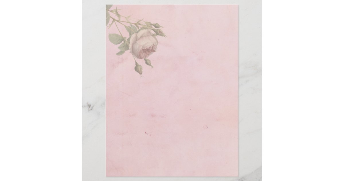 Vintage Pink Floral Paper Sheet | Zazzle