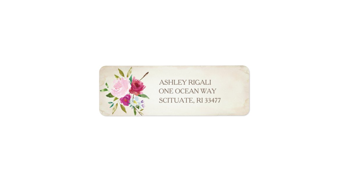 Vintage Pink Floral Return Address Label | Zazzle