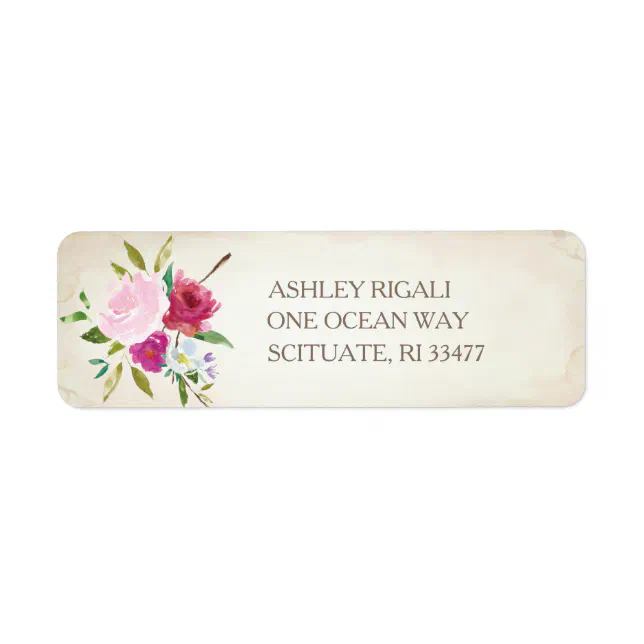 Vintage Pink Floral Return Address Label | Zazzle