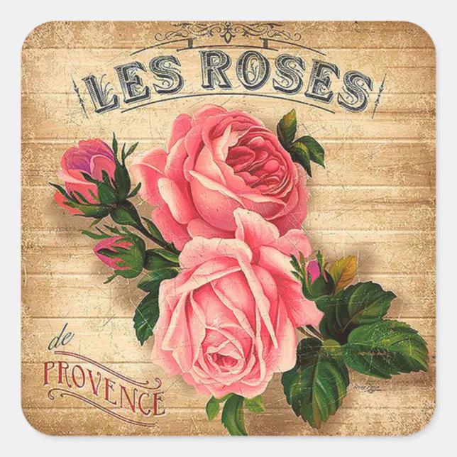 Vintage pink floral roses elegant sticker | Zazzle