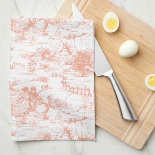 Vintage Pink French Toile Kitchen Towel | Zazzle