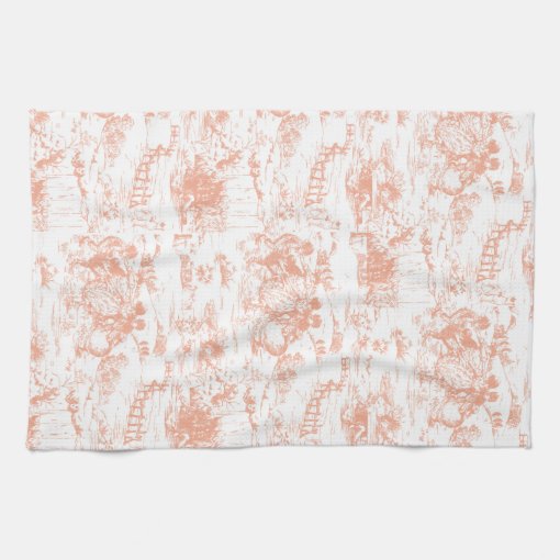 Vintage Pink French Toile Kitchen Towel | Zazzle
