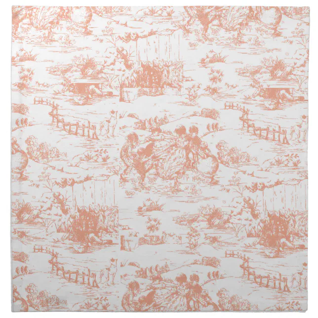 Vintage Pink French Toile Napkins | Zazzle