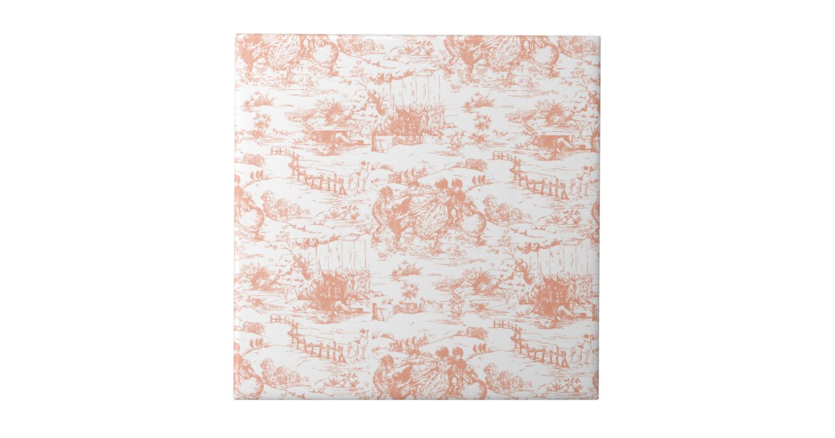 Vintage Pink French Toile Tile | Zazzle