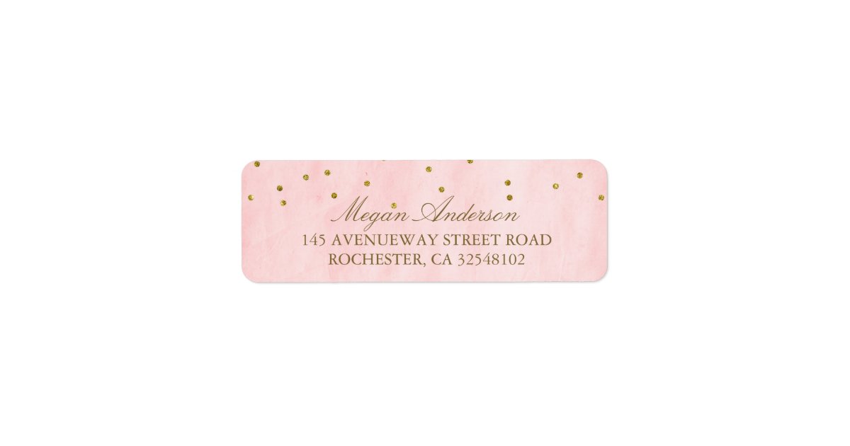 Vintage Pink Gold Confetti Wedding Label | Zazzle