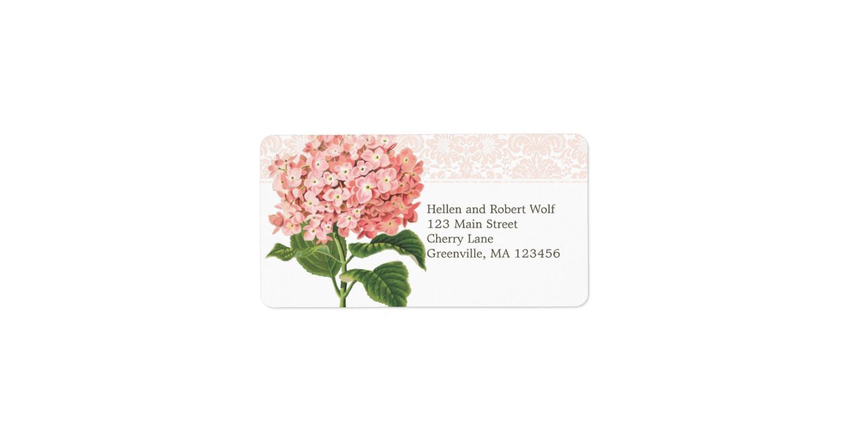 Vintage Pink Hydrangea Label | Zazzle