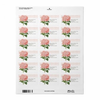 Vintage Pink Hydrangea Label | Zazzle