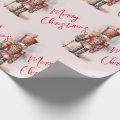 Vintage Pink Nutcracker & Merry Christmas Wrapping Paper | Zazzle