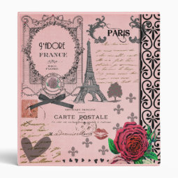 Vintage Pink Paris Collage binder | Zazzle