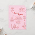Vintage Pink Retro Drawn Funky Birthday Party Invitation | Zazzle