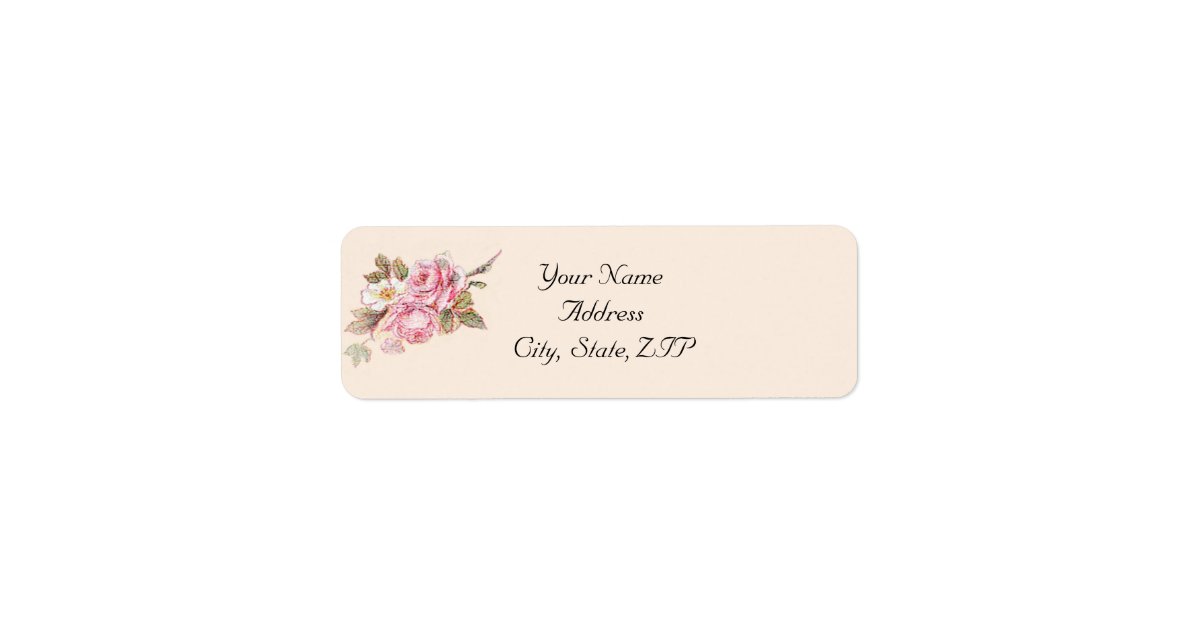 Vintage Pink Rose and Robin Return Address Label | Zazzle