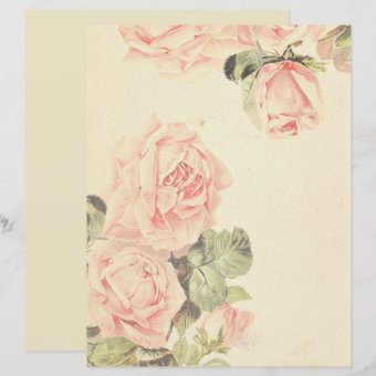 Vintage Pink Rose Floral Scrapbook Paper | Zazzle
