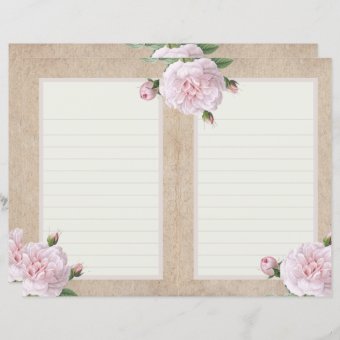 Vintage Pink Rose Journal Page | Zazzle