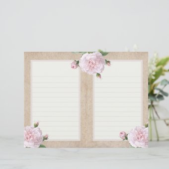 Vintage Pink Rose Journal Page | Zazzle