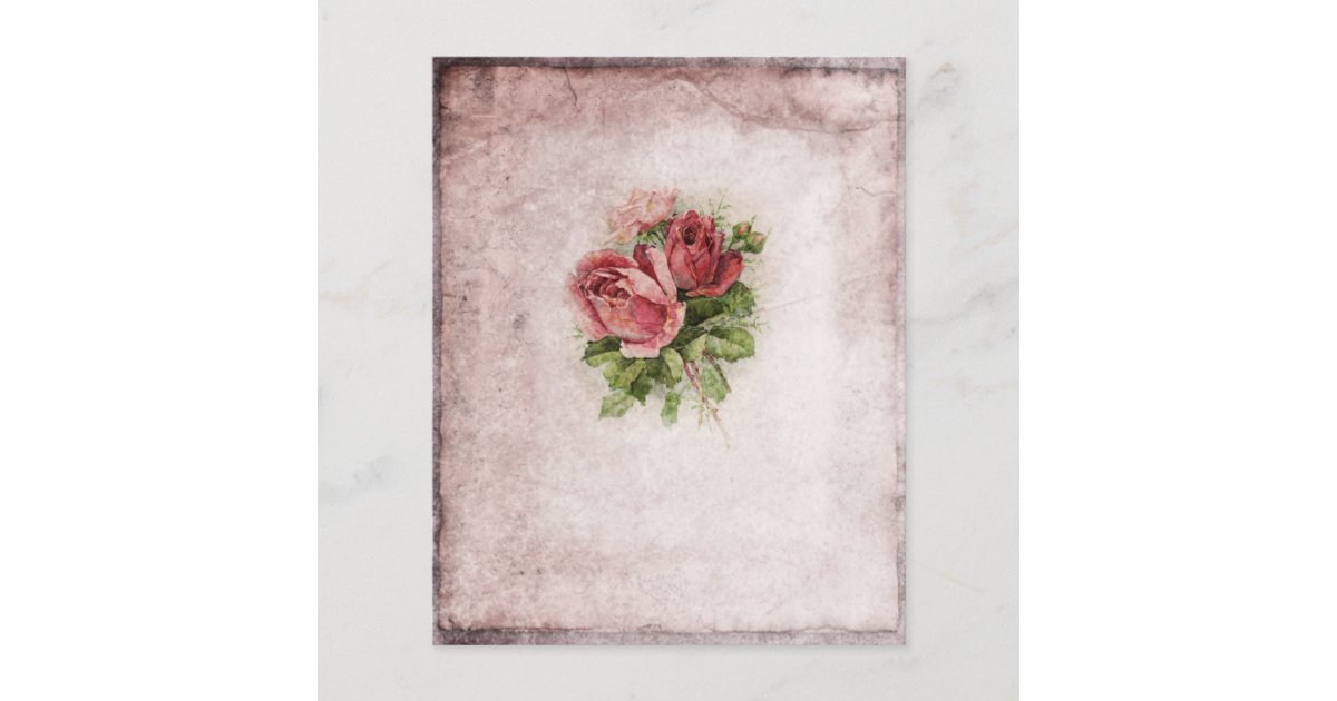 Vintage Pink Rose Old Parchment | Zazzle