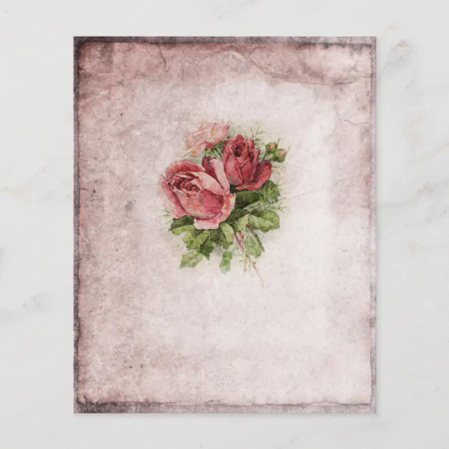 Vintage Pink Rose Old Parchment | Zazzle