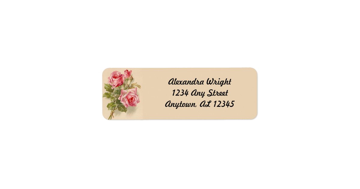 Vintage Pink Roses Label | Zazzle